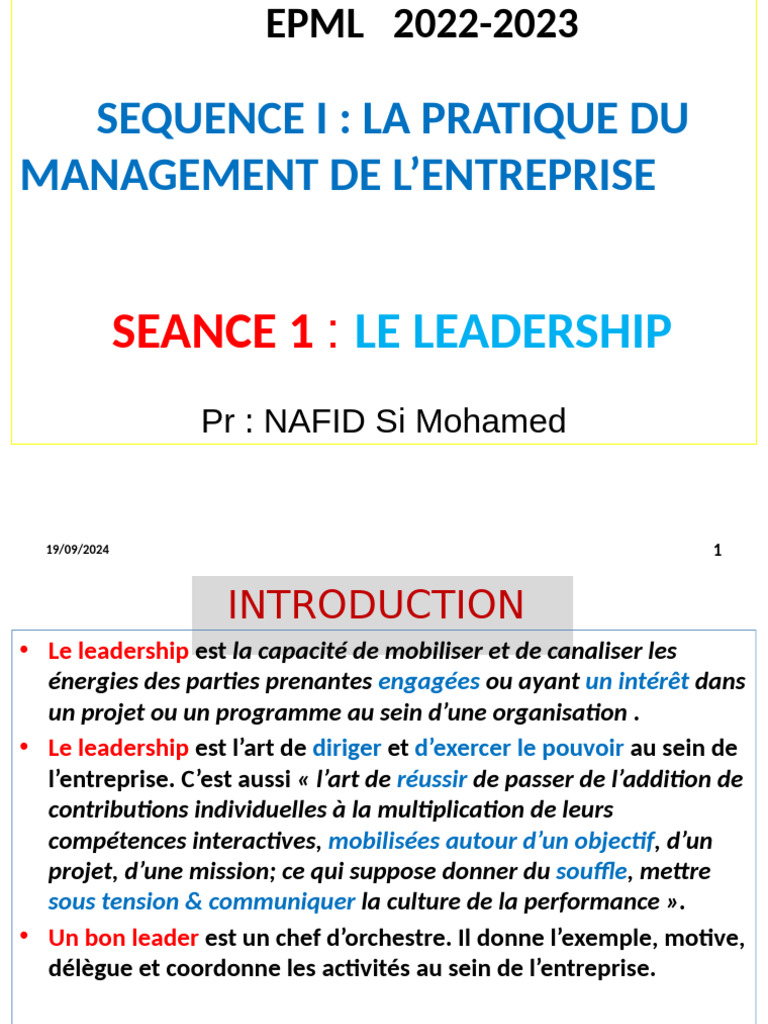 Cours Sec 1 Leader-Leadership | PDF