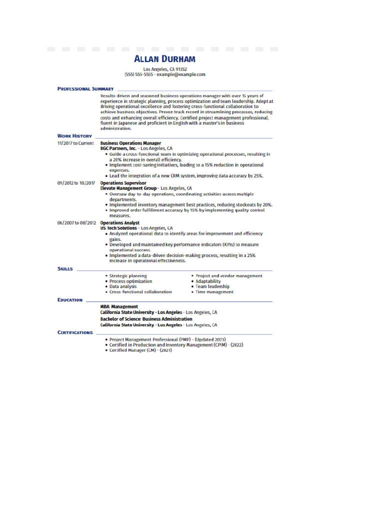 Resume Examples | PDF