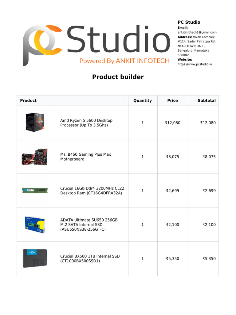 Product Builder | PDF | Computer Hardware | Computers