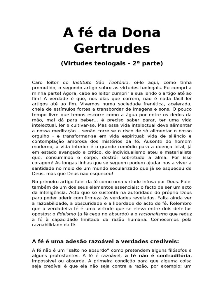 A Fé Da Dona Gertrudes (2 Parte) | PDF
