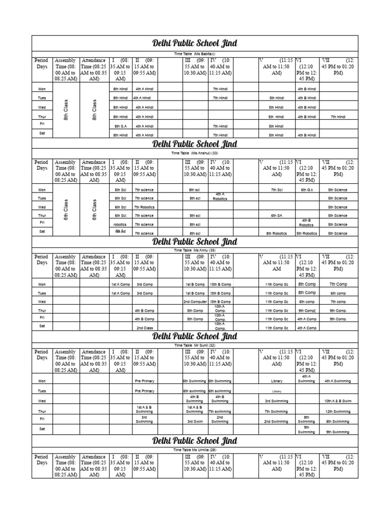 Time Table 2024 25.Xlsx 4 | PDF | Languages Of India