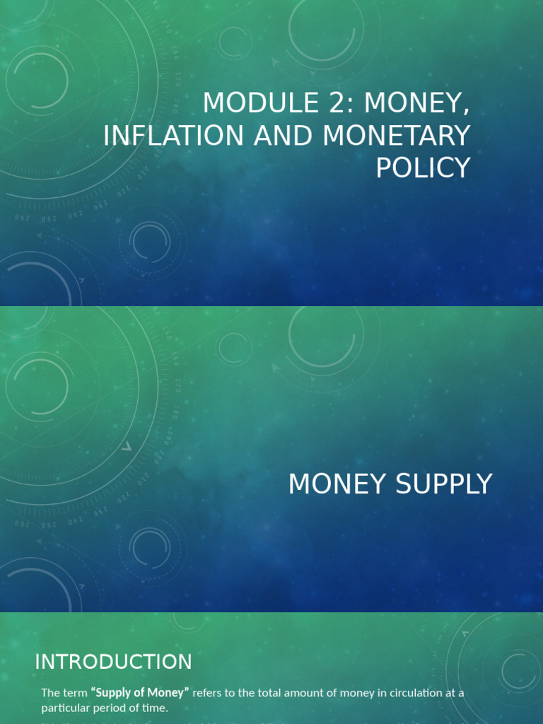 Module 2 Money, Inflation and Monetary Policy | PDF