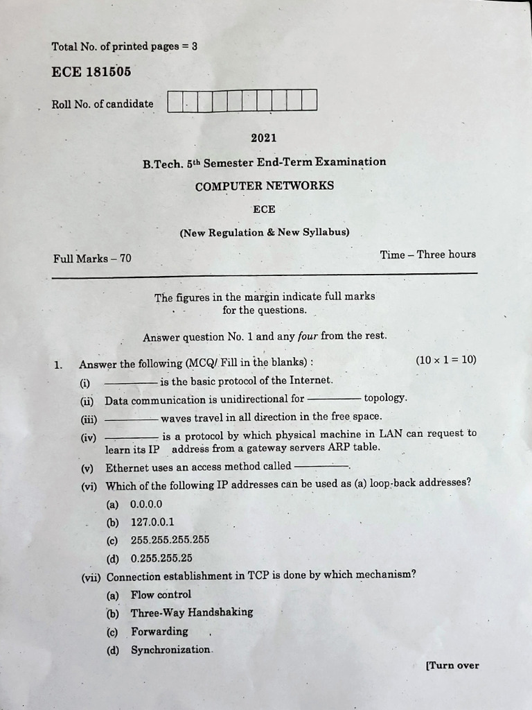 Computer Network Questions Paper Simanta Choudhury Pdf
