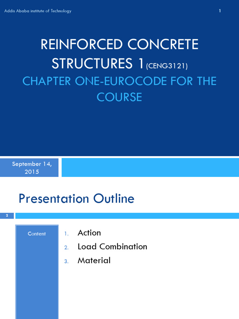 RC1 - 2015-16 Chapter One - Eurocode For The Course | PDF