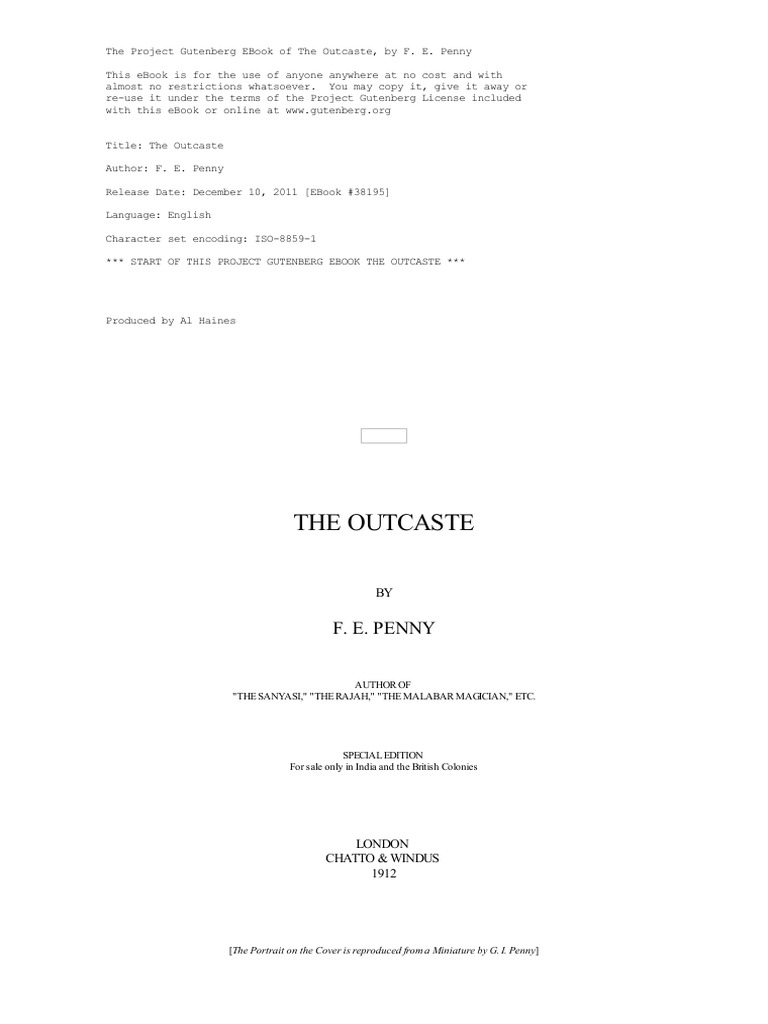 Etext of The Outcaste by F E Penny - PDF Room | PDF