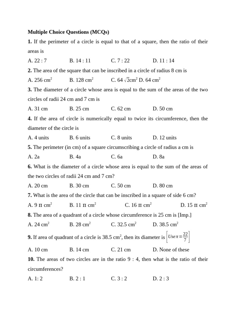 Multiple Choice Questions | PDF