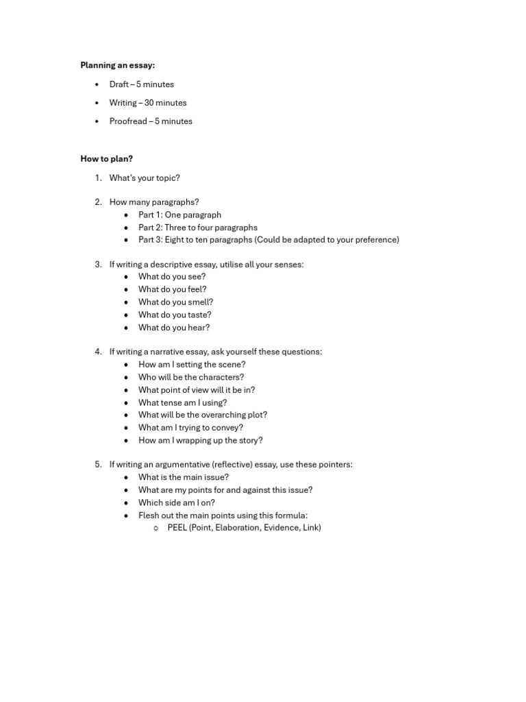 Essay Planning Guide | PDF | Essays | Narration