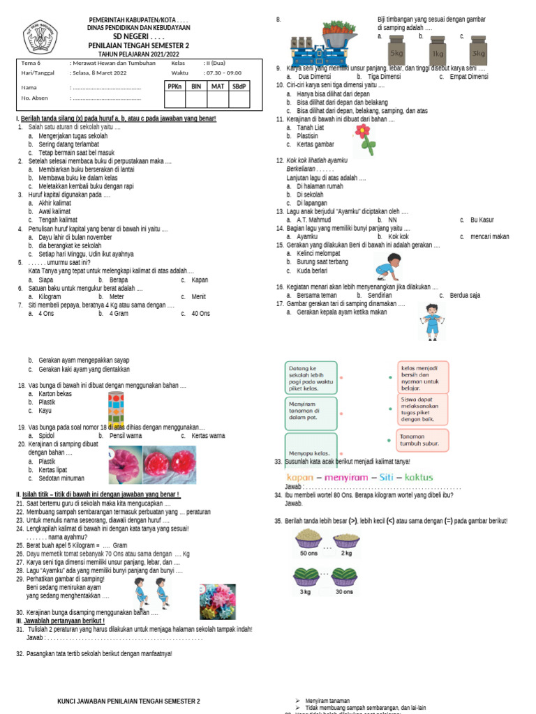 Soal PTS K2 T6 2021-2022 | PDF