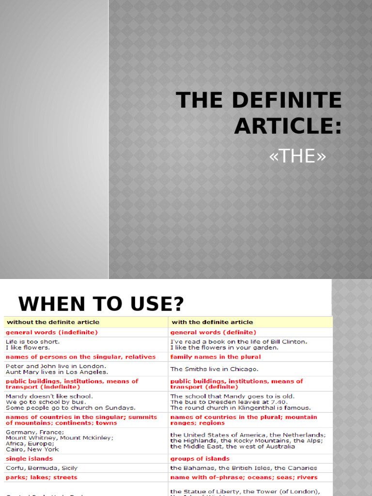 The Definite Article | PDF