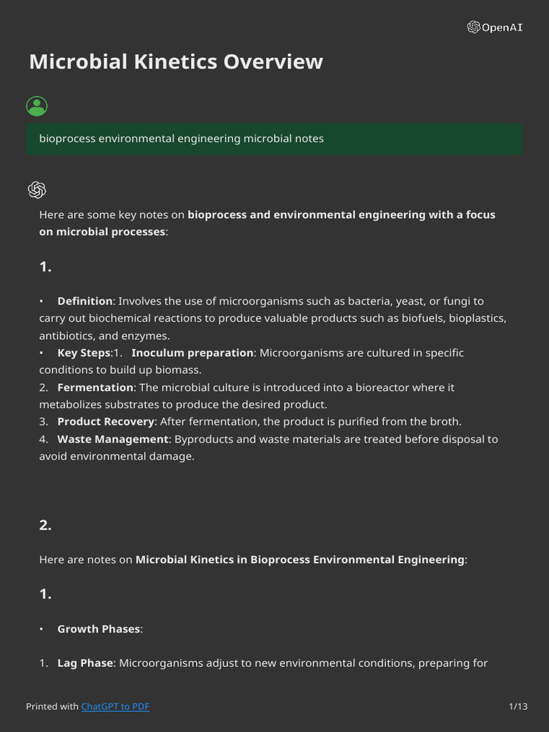 Microbial Kinetics Overview | PDF