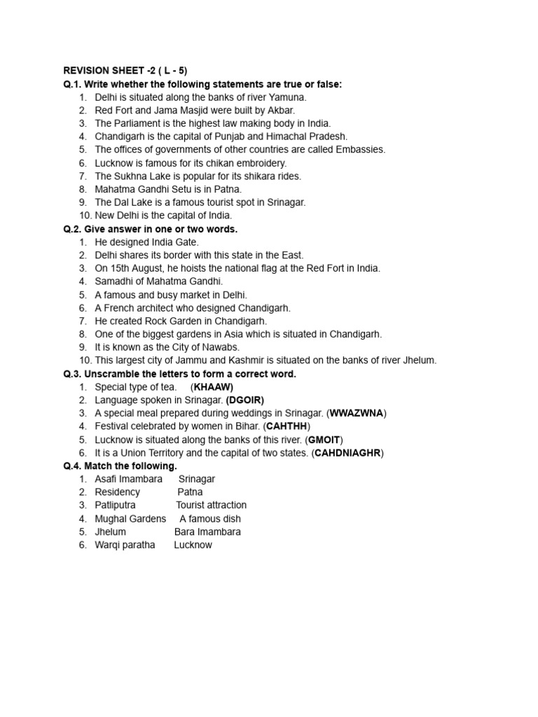 REVISION SHEET -2 ( L - 5)3Beta (2) | PDF