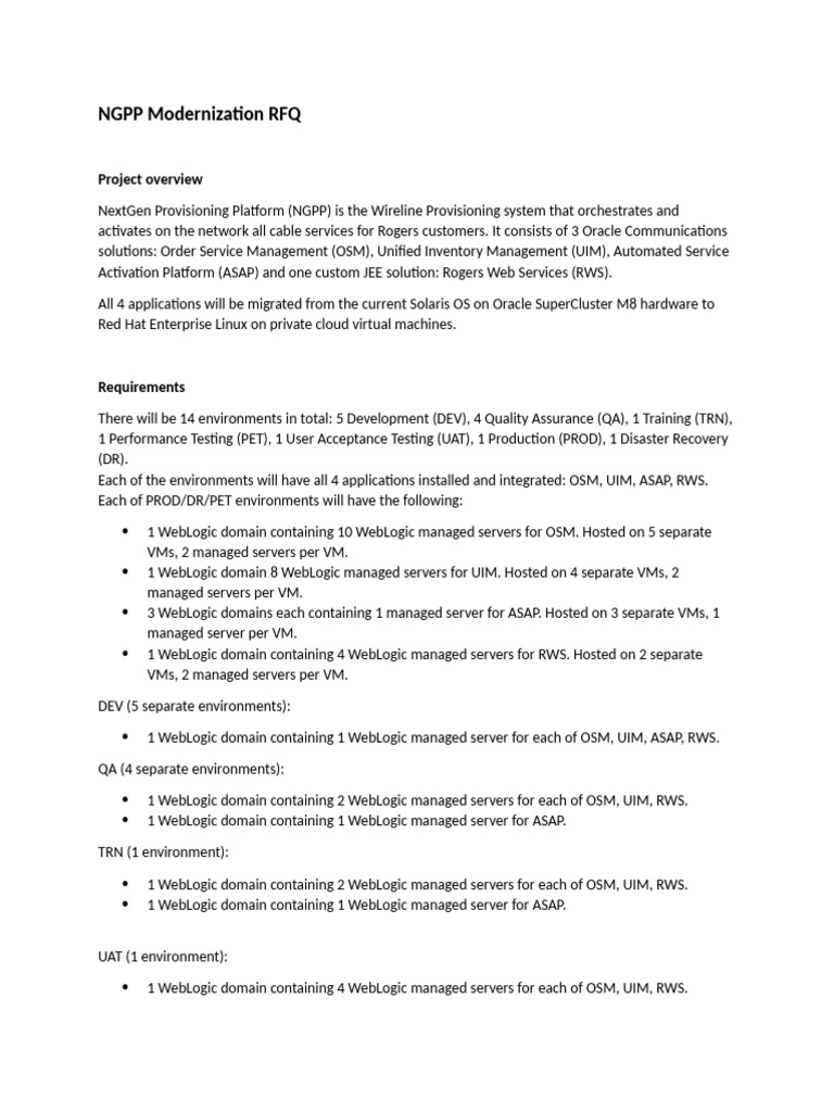 NGPP Modernization RFQ Overview | PDF | Virtual Machine | Business