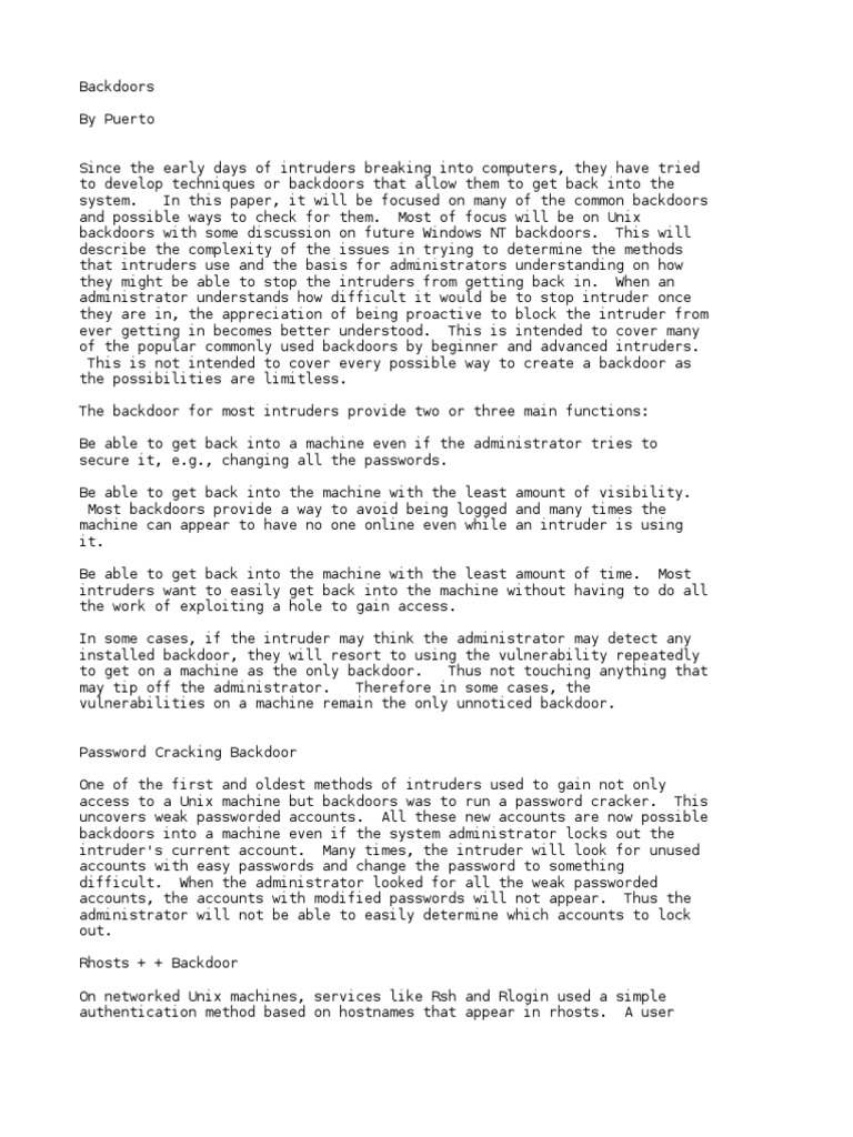 Backdoors | PDF