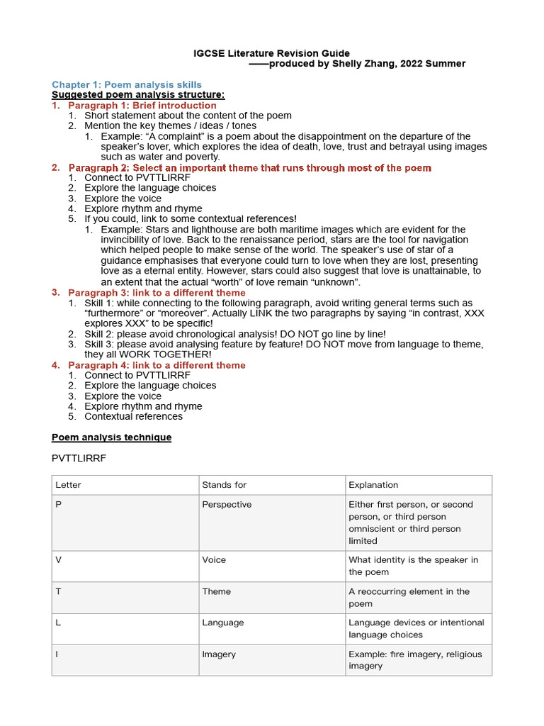 IG Lit Revision Guide | PDF