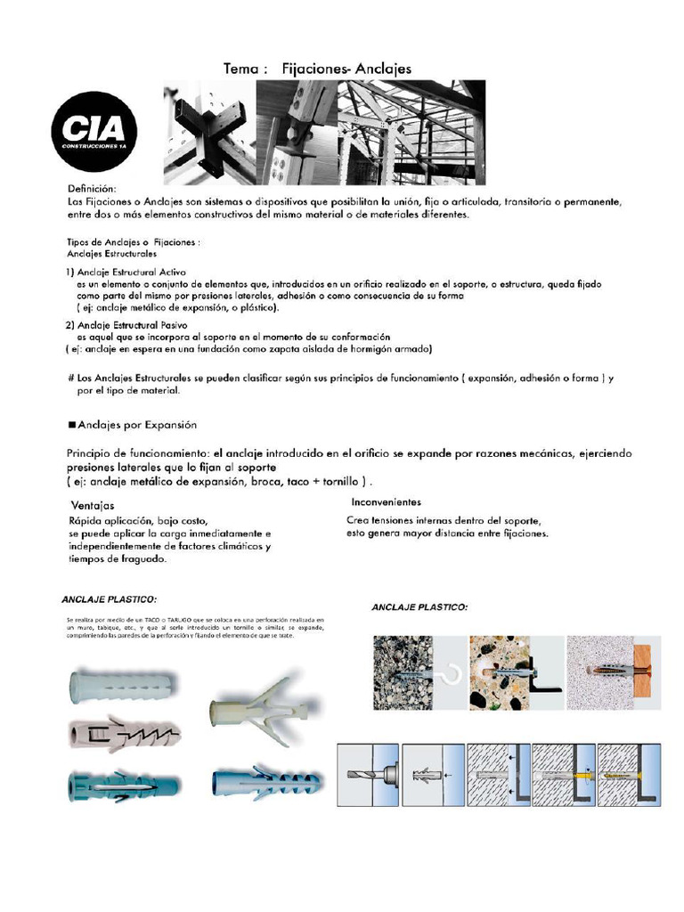C1A - Fijaciones y Anclajes | PDF