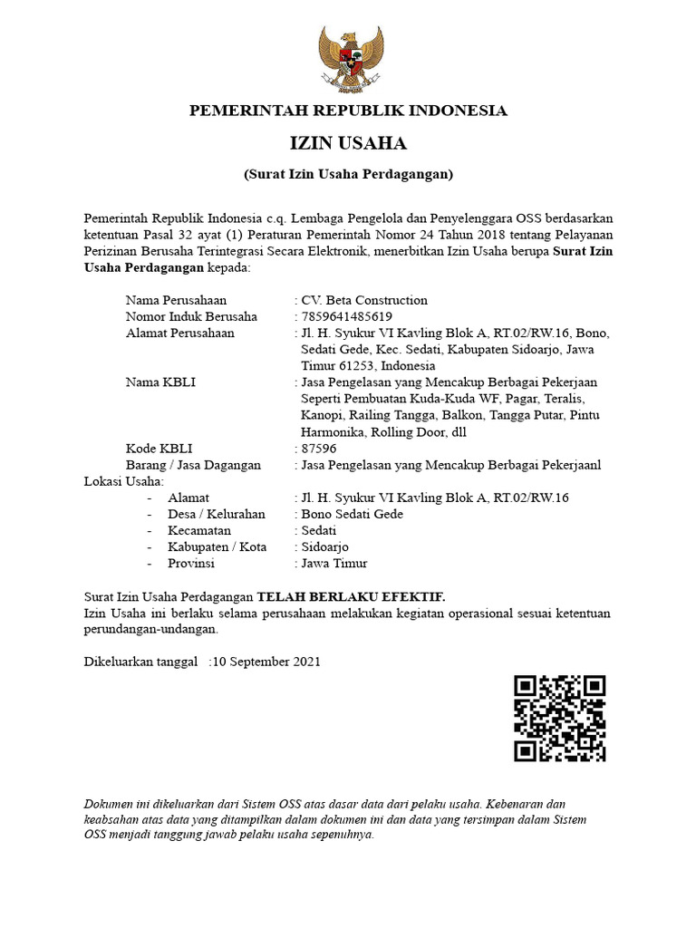 CV. Beta Construction | PDF