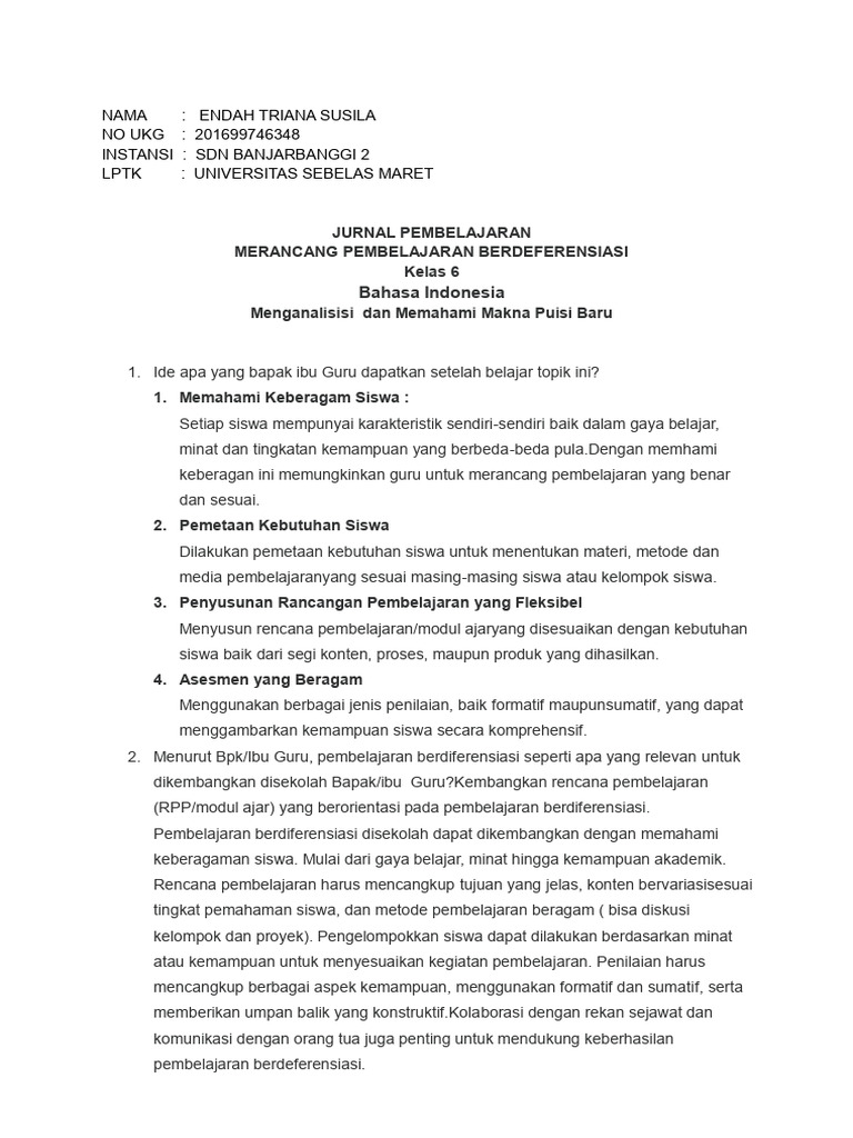 Tugas PPG Modul 1 - Pembelajaran Berdeferensiasi | PDF