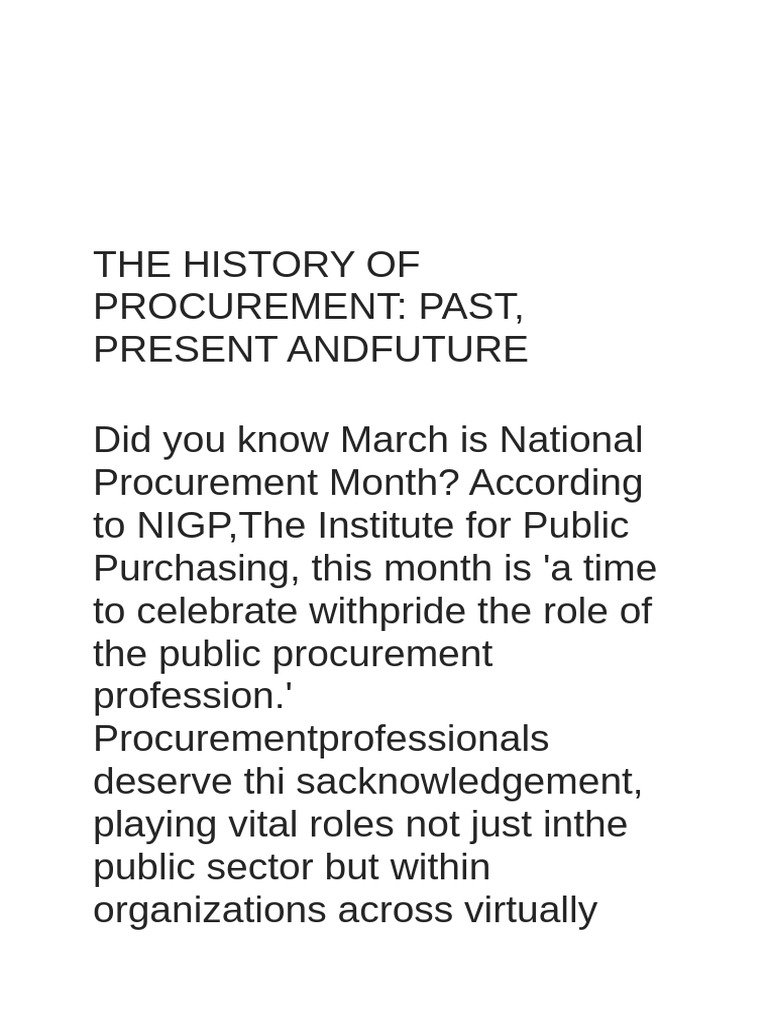 History of Procurement | PDF