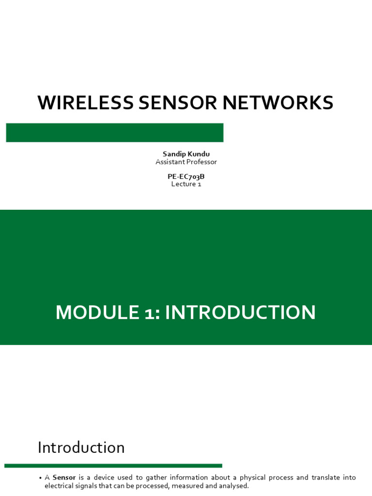WSN - Lecture 1 | PDF