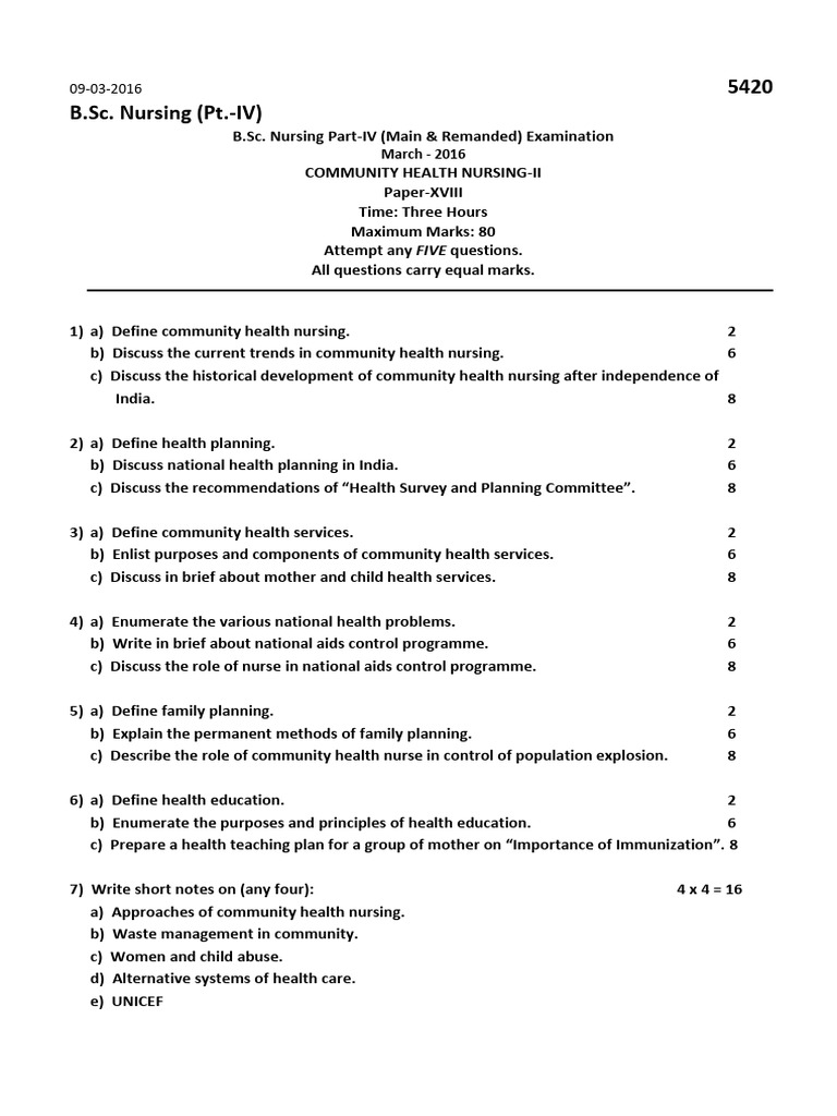 Nursing Exam Papers Analysis | PDF | Childbirth | Wellness