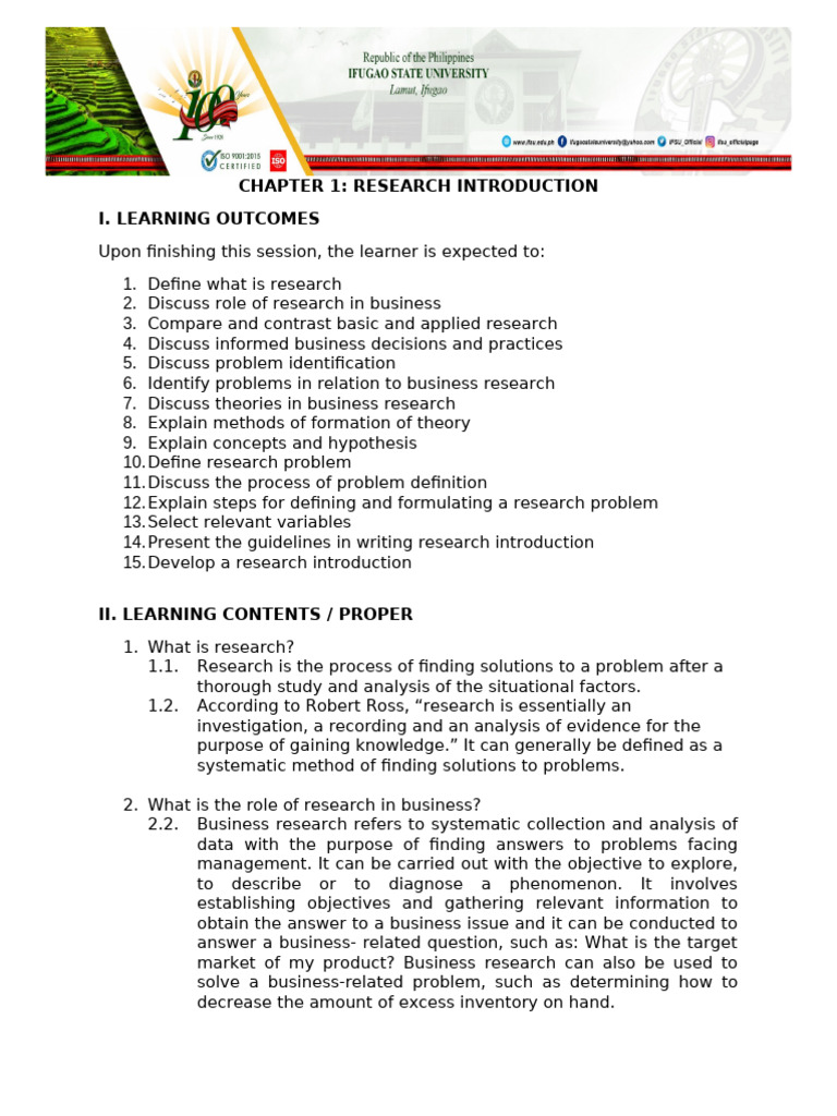 CHAPTER 1 Research Introduction | PDF