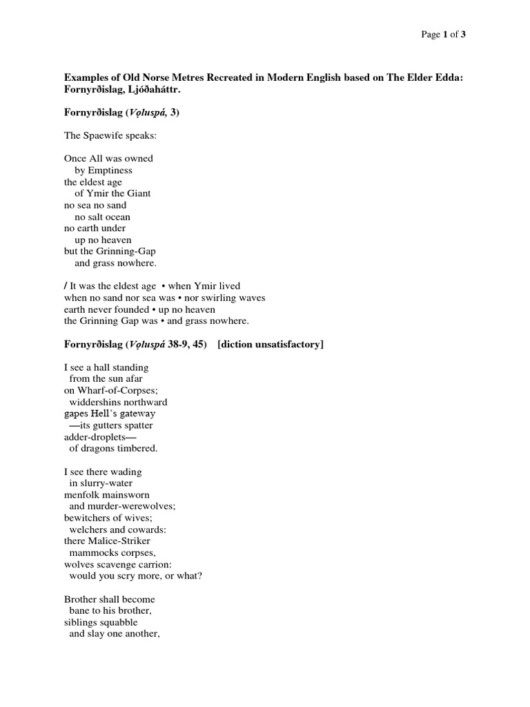 Alliterative Verse Translation From Old | PDF