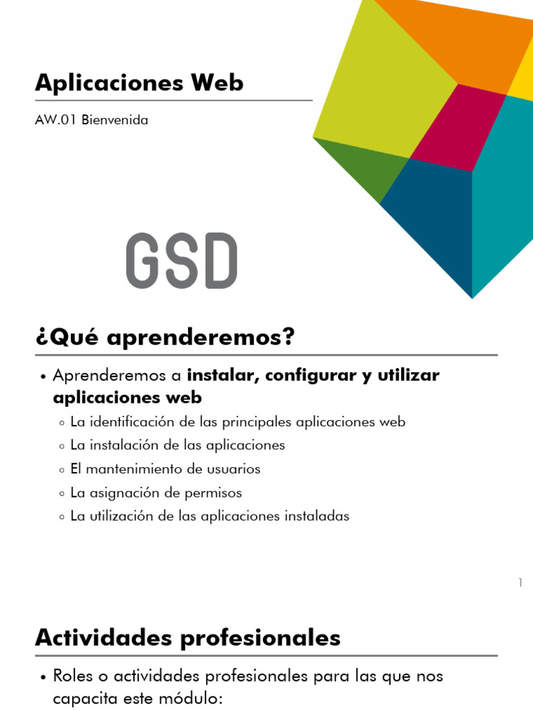 AW.01 Bienvenida | PDF | Software de la aplicacion | Aplicación web