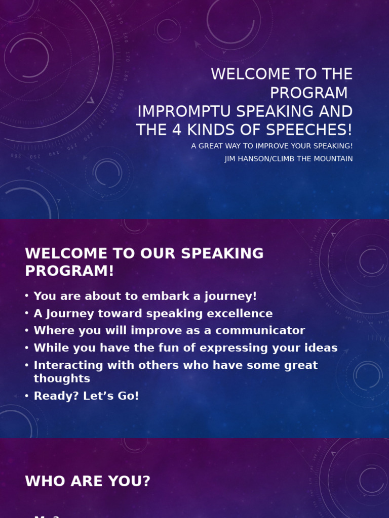 Impromptu Speaking and The 4 Kinds of Climb Speeches | PDF