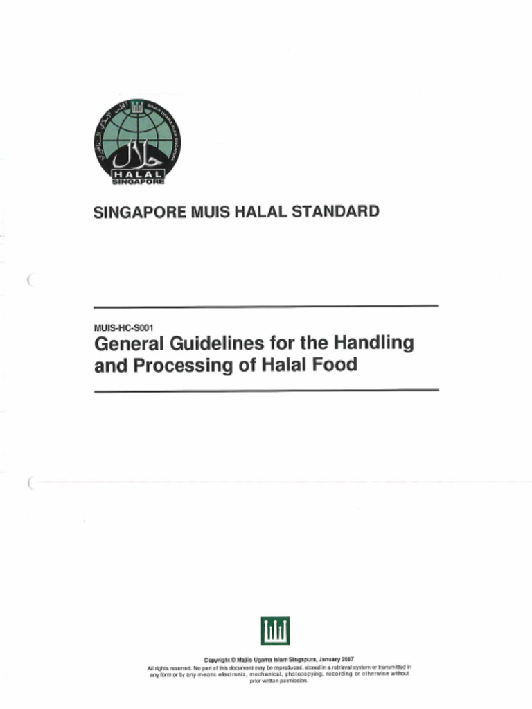 Halal - SG MUIS Halal Standard - Guidelines - Handling - Processing of ...