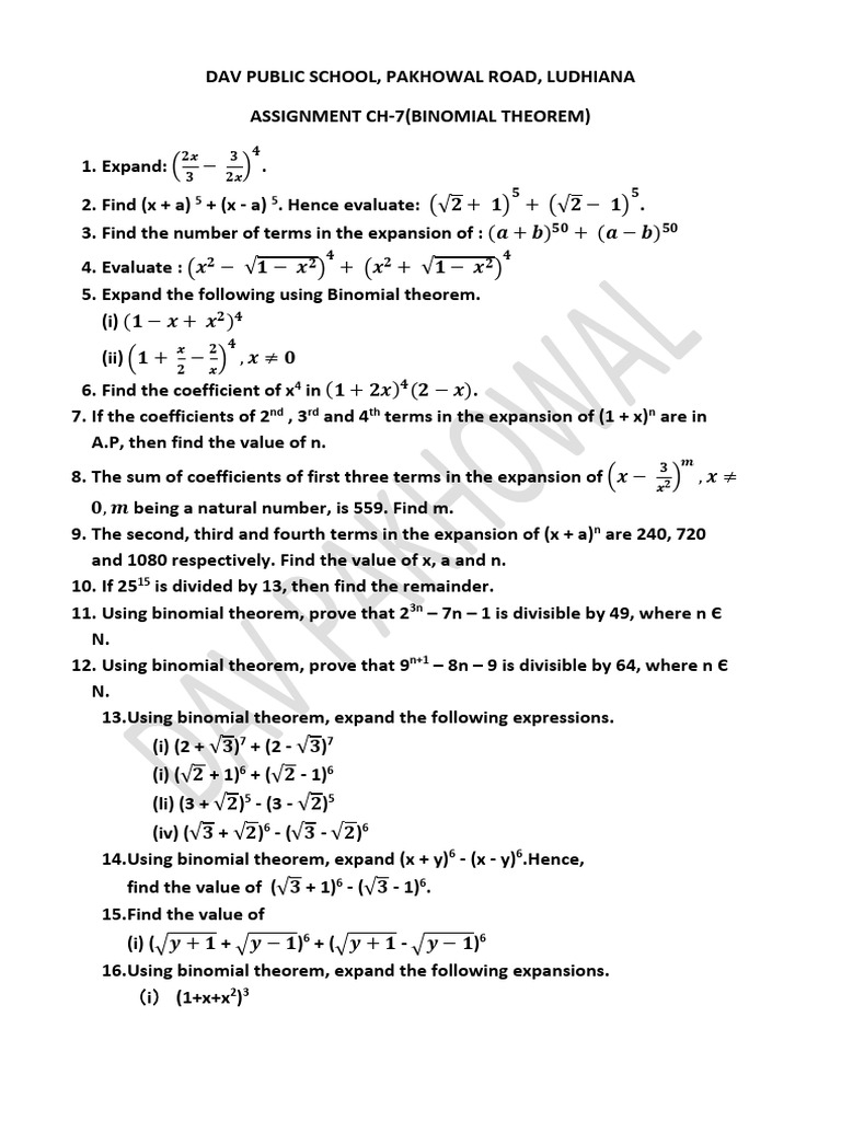 Xi Assignment CH-7 | PDF