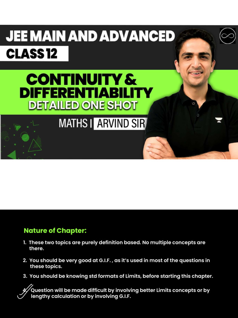 Continuity & Differentiability Class 12 One Shot | PDF