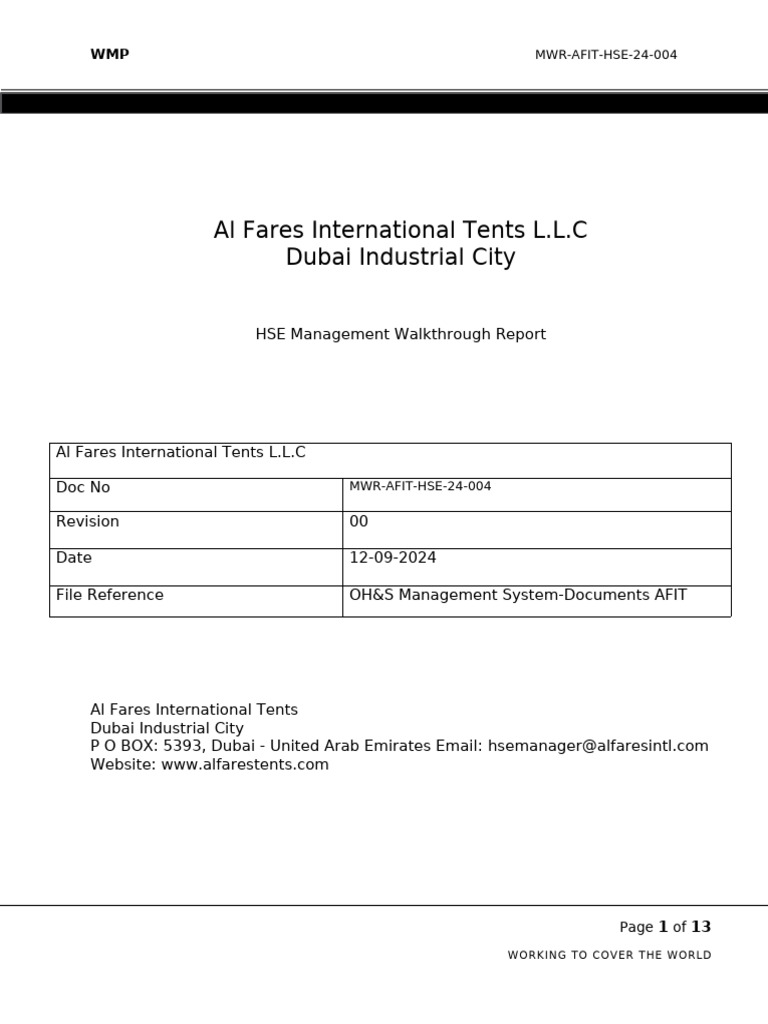 Management Walkthrough Report | PDF