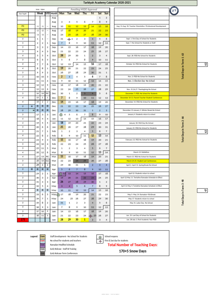 2020 2021 School Calendar FINAL Modifiied 10 21 | PDF