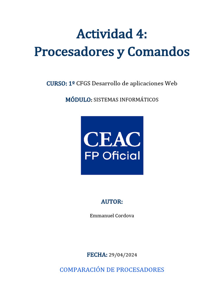Actividad 4 - Procesadores y Comandos | PDF