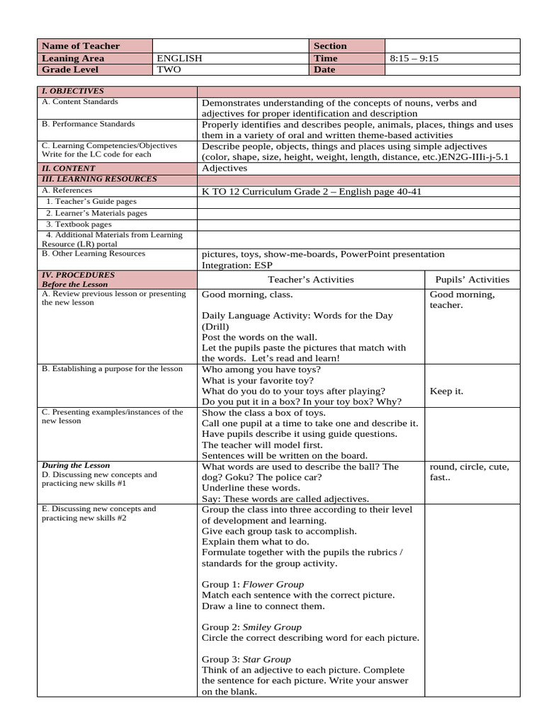 Grade 2_COT_DLP_Q4_ENGLISH | PDF