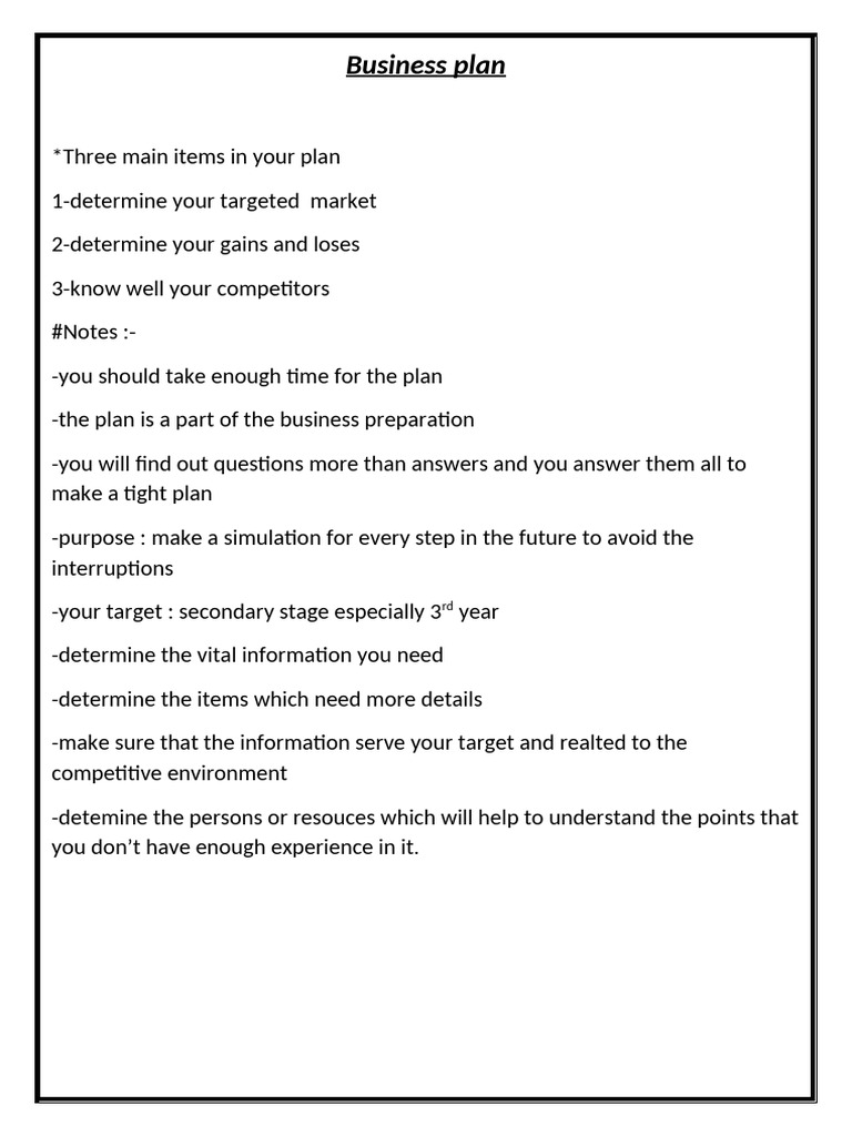 Creating A Business Plan | PDF