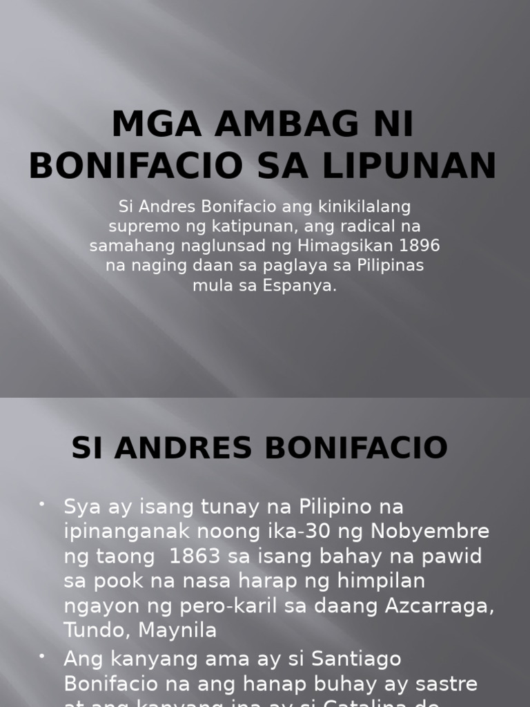 Mga Ambag Ni Bonifacio Sa Lipunan 6 | PDF