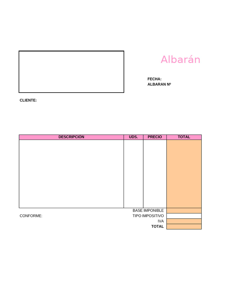 Plantilla de Albaran para Ejercicios | PDF