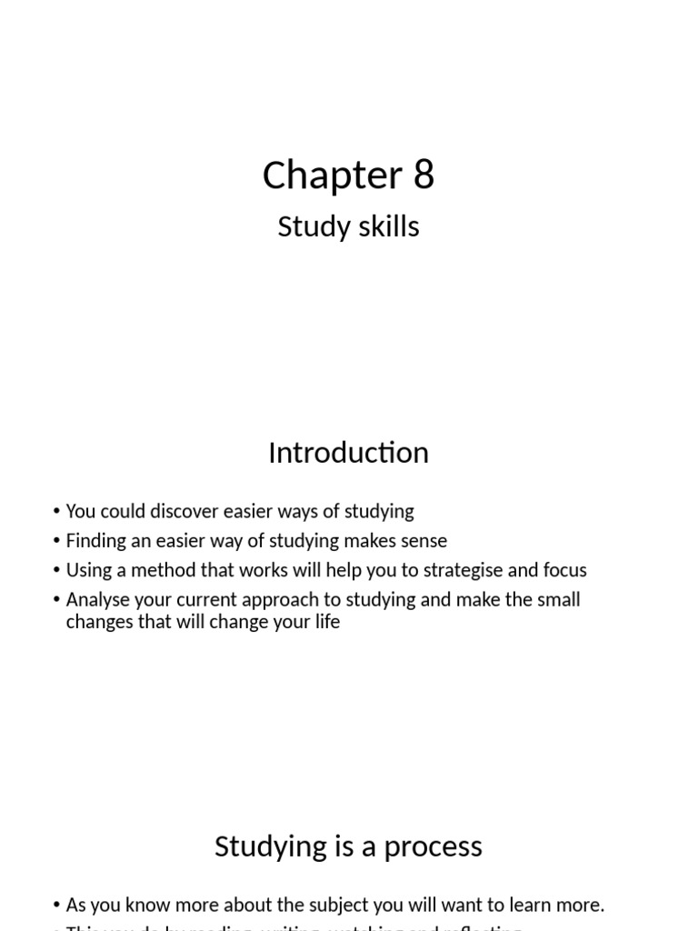 Chapter 8 Study Skills | PDF
