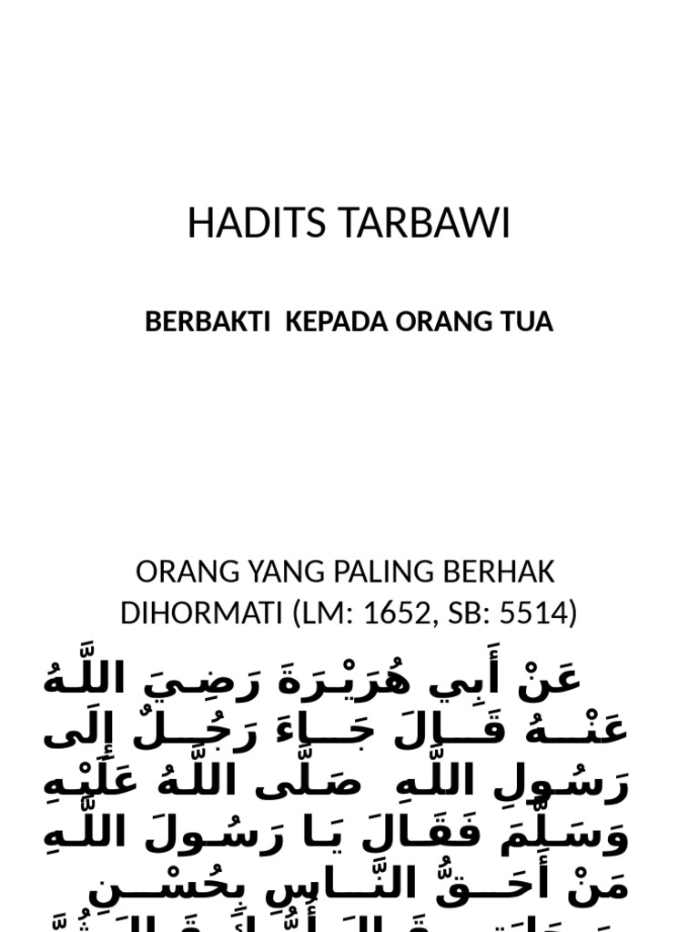 Hadis Berbakti Kepada Orang Tua | PDF