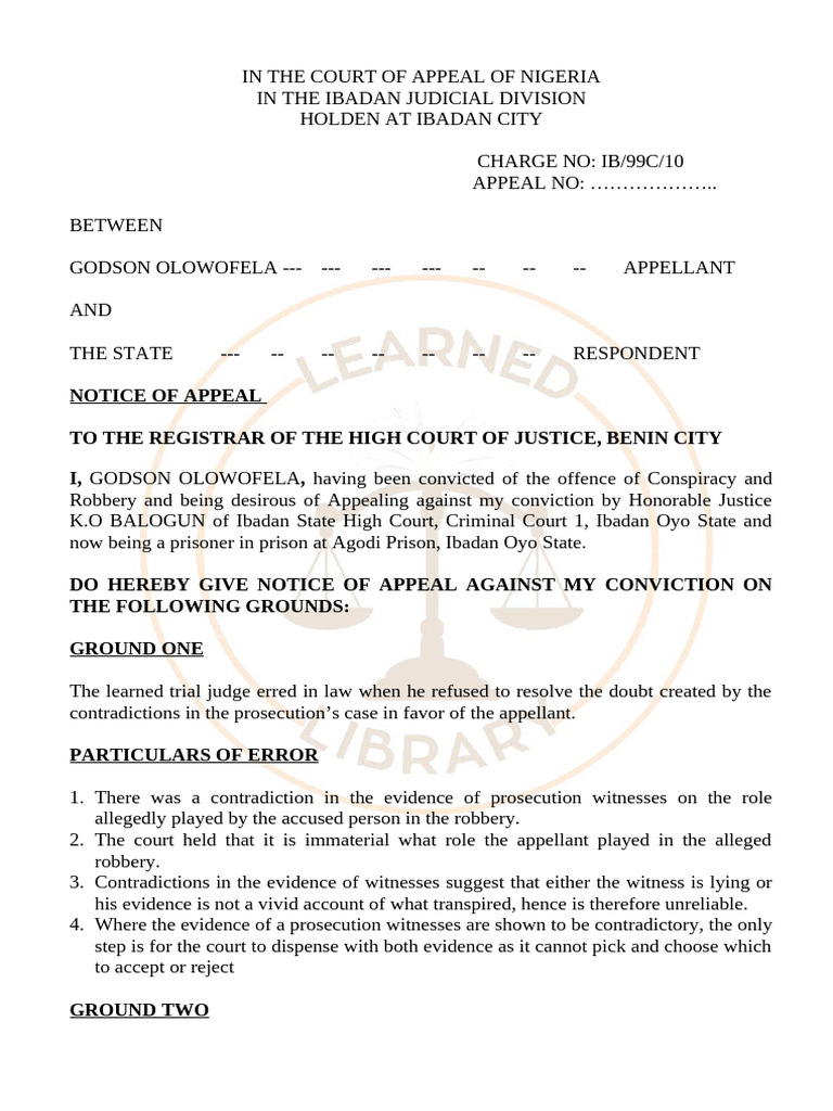 Notice of Appeal | PDF