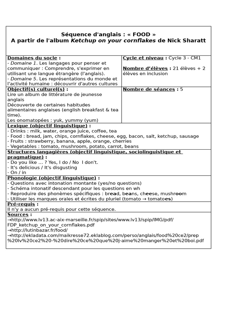 Séquence Food | PDF