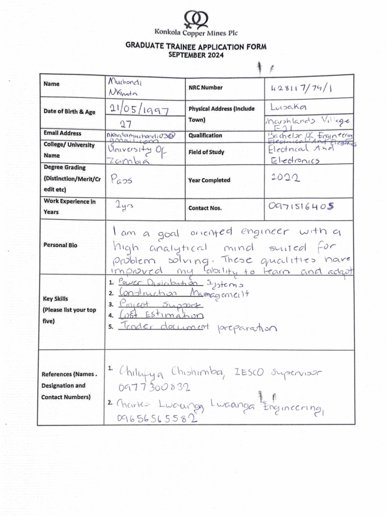 Graduate Trainee Form | PDF
