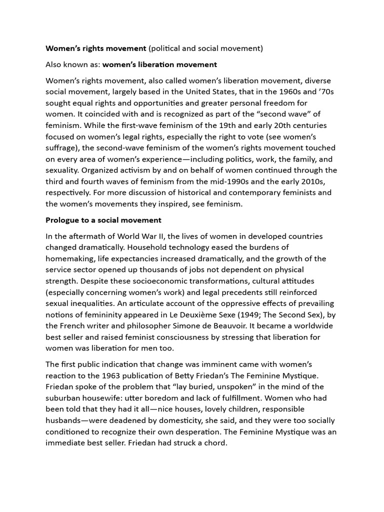 Women's Rights Movement | PDF