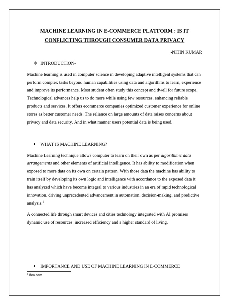 CLP128 Nitin Kumar Machine Learning in e Commerce Platform Is It | PDF