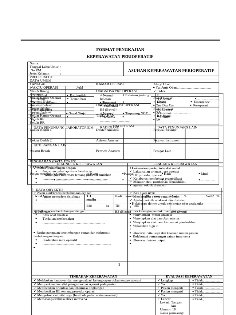 Contoh Askep Perioperatif (Rev1) | PDF