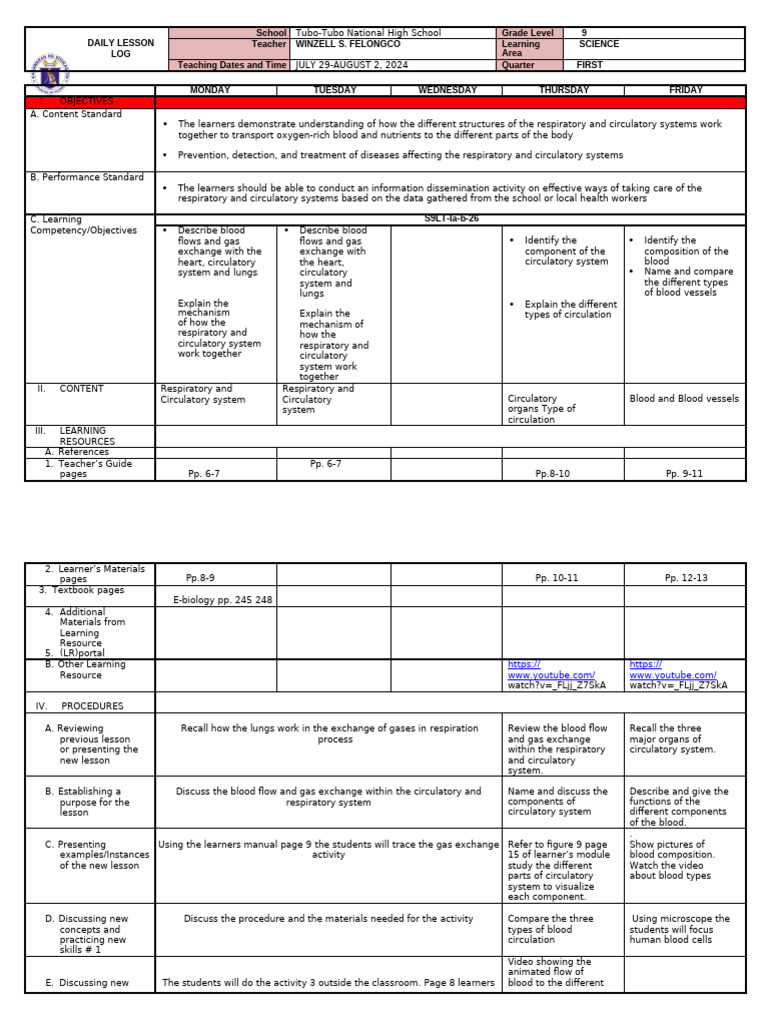 Science 9 DLL 1st Grading PDF Free | PDF