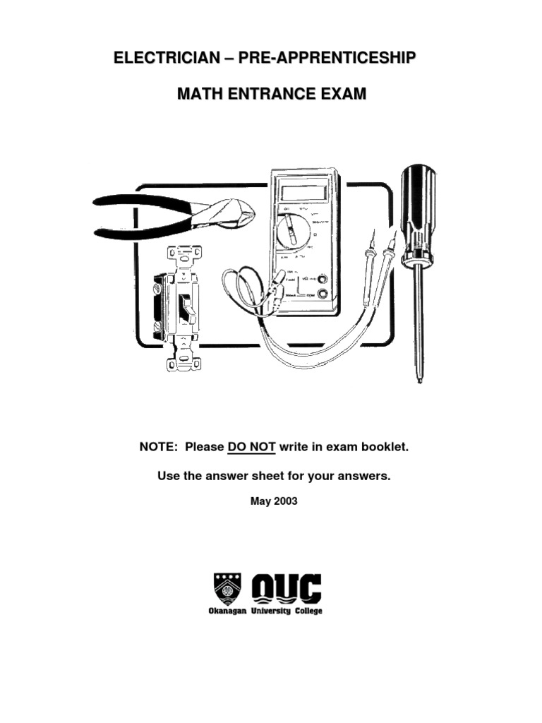 Electrician Math Entrance Exam | PDF | Area | Kilowatt Hour