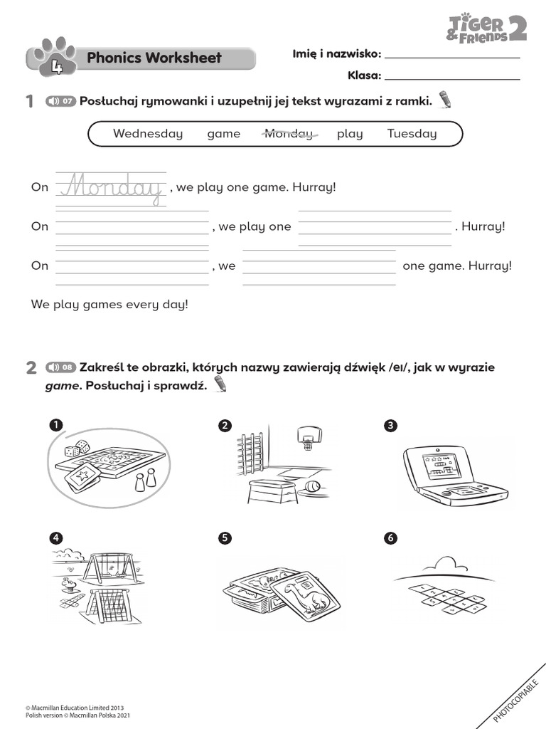 Tiger&Friends 2 - TRF - Unit 4 - Phonics | PDF