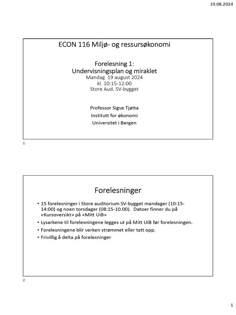 Forelesning 1 UPlan Miraklet | PDF